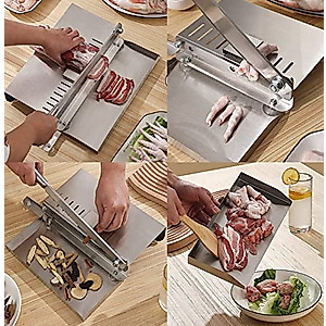 Frozen Meat Cutter Manual Slicer Chopper 10.4inch Stainless Steel for Rib Beef Mutton Vegetable Whole Chicken