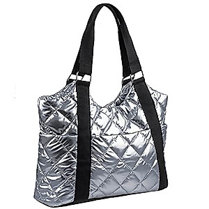 big Quilted Padding Tote Handbags Women Lightweight Padded Nylon Large Puffy Puffer purse Bag Multi Pockets shoulder bag