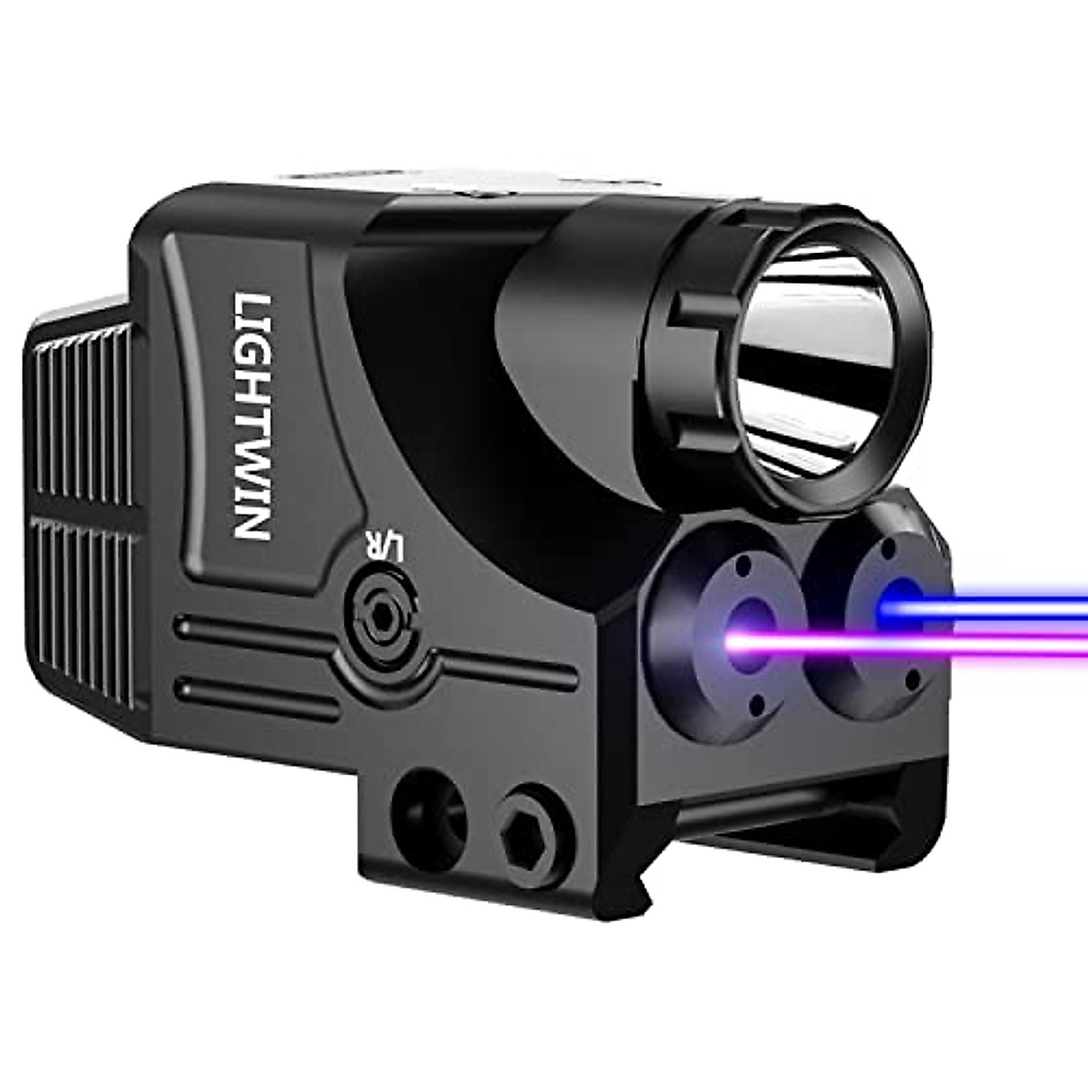 LIGHTWIN Blue Purple Laser Beams with 600 Lumens Flashlight for Pistols, 3 in1 Laser Light Combo, Tactical Laser Flashlight USB Rechargeable Laser Sight, Strobe & Steady Flashlight for Picatinny Rail