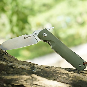 Tunafire Folding Pocket Knife,3 Inch D2 Blade G10 Handle with Thumb Stud Opener-Everyday Carry,Outdoor Use