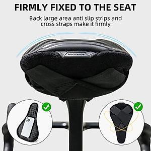 ROCKBROS Bike Seat Cover Cushion Waterproof Gel Padded Seat Cover for Road Mountain Spinning Bike Padded Narrow Peloton Exercise Bike Seat Cushion Solid Design