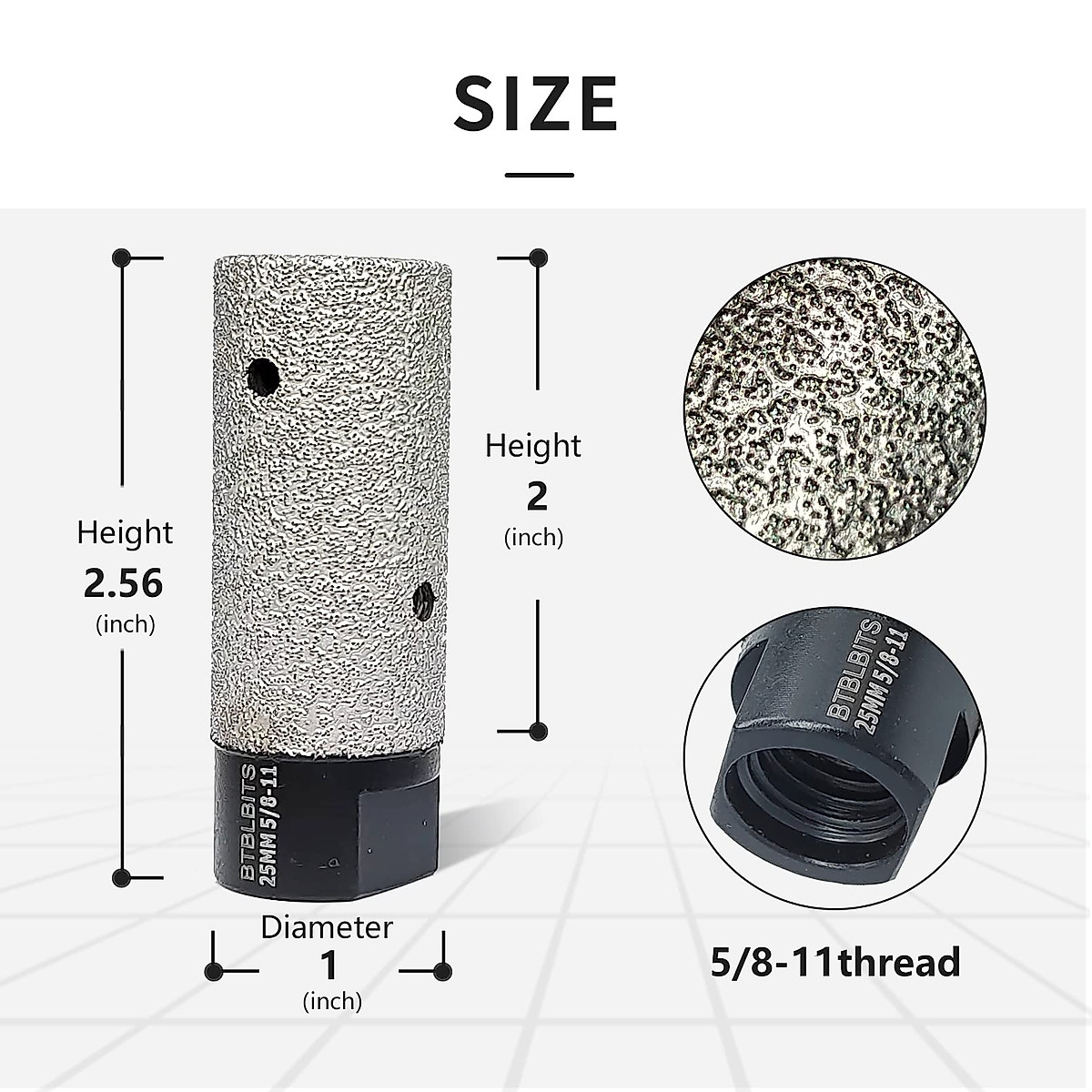 BTBLBITS 1pc Diamond Beveling Chamfer Bit 2 Inch Diameter 5/8-11 Thread and 1 pc Diamond Milling Bit 1 Inch Diameter 5/8-11 Thread