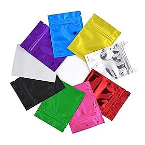 100pcs Colorful Self Sealing Vacuum Aluminum Foil Packaging Bags Mylar Packing Pouch Heat Sealing Food Grade Storage Bags Pouches