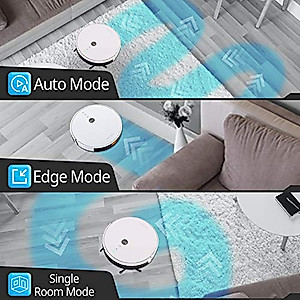 Pure Clean Robotic Vacuum Cleaner - 1100Pa Suction - Wifi Mobile App and Gyroscope Mapping - Ultra Thin 2.9” Height Cleans Carpets and Hardwood Floor - PUCRC455