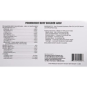 Pennwoods Body Builder 4000, Horse Weight Gain Supplement, High Fat and Energy Horse Weight Builder with Body Conditioning Horse Vitamins, Improves Hoof Quality - 11 LB Bag
