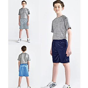 5 Pack Boys Athletic Shorts Mesh Basketball Youth Apparel Kids Sports Active Gear with Pockets (Set 1, Large)