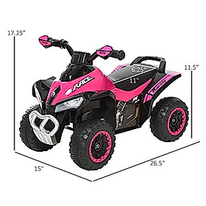 Aosom NO Power Kids Ride On Push Car, Ride Racer, Foot-to-Floor Sliding Car, Walking ATV Toy with Music, Lights, for 1.5-3 Years Old, Pink