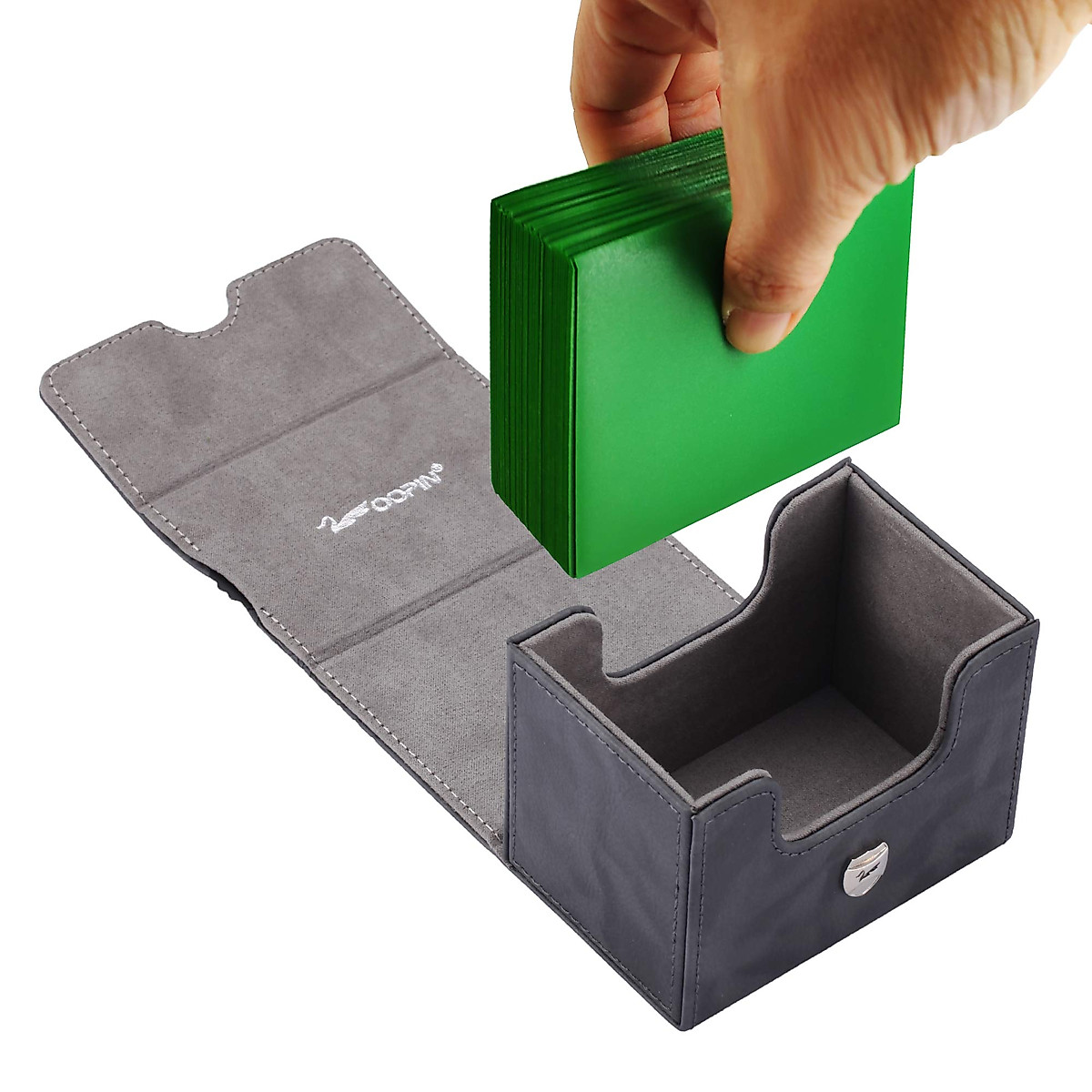 Zoopin Leather Deck Box with Built-in Spinning Life Counter (Black)