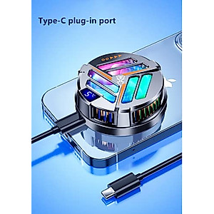 Mobile Phone Radiator Cooler for iPad Tablet Computer Magnetic Heat Dissipation Type-C Heat Sink Atmosphere Lights (Round)