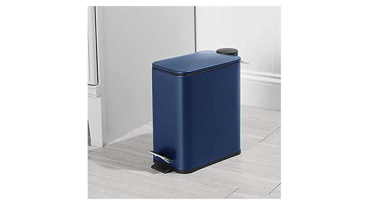 mDesign Slim Metal Trash Can - Stylish & Compact Design
