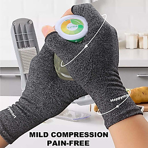 Happymart 2 Pairs Arthritis Gloves, Hand Compression Gloves for Rheumatoid, Pain Relief, Carpal Tunnel, Swelling, Joint Support, Driving Fingerless Gloves for Women Men (Black, Medium)