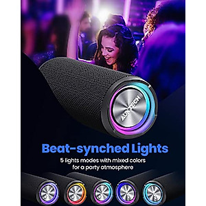 AUKTECH Bluetooth Speakers - Portable Speakers Bluetooth Wireless(100ft), 24W Loud Stereo Sound, Led Lights, 20H Playtime, IPX7 Waterproof Speaker for Outdoor, Home, Party, Beach, Shower