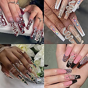 36Pcs Snake Nail Charms Metal Butterfly Nail Gems Nail Rhinestones 3D Alloy Snake Nail Charms Silver Gold Snake Nail Jewelry Snake Charm Designs for Women Girls Acrylic Nail DIY Manicure Decorations