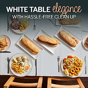 HOUZZKINGZ USA Paper Tablecloths for Rectangle Tables | 54” X 108” – 4 Pack | White Paper Disposable Tablecloth | 3-Ply Premium Paper & Plastic Table Cloths for Parties Disposable