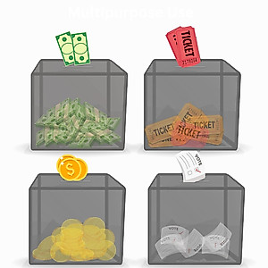 Adir Acrylic Donation Ballot Box with Lock - Secure and Safe Suggestion Box Great for Business Cards (6.25" x 4.5" x 4") Black