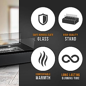 Flammtal Tabletop Fire Pit [3h Burning Time] - Table Top Firepit Indoor & Outdoor - Smores Maker with 4 Roasting Sticks - Portable Fire Pit with Adjustable Flames - Ethanol Table Top Fire Pit Bowl