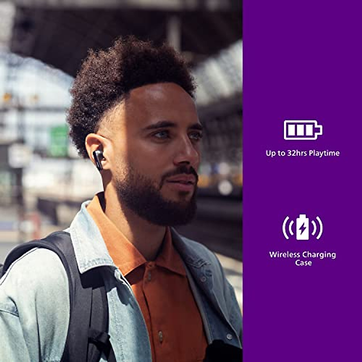 Philips T5506 True Wireless Headphones with Noise Canceling Pro (ANC PRO) and Up to 32hrs Playtime with Wireless Charging Case, Black