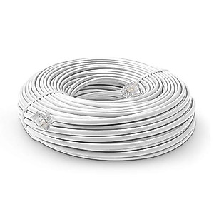 THE CIMPLE CO Phone Line Cord 100 Feet - Modular Telephone Extension Cord 100 Feet - 2 Conductor (2 pin, 1 line) Cable - Works Great with FAX, AIO, and Other Machines - White