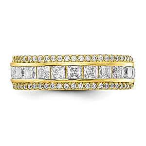 Size 5.5 - Solid 10k Yellow Gold Tiara Collection Polished CZ Cubic Zirconia Ring