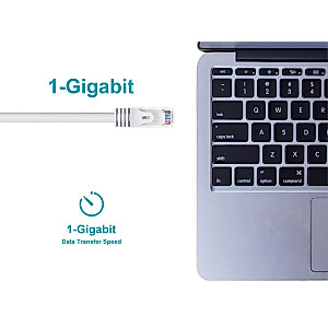 Monoprice Cat6 5ft White Patch Cable UTP 24AWG 550MHz Pure Bare Copper Snagless RJ45 Flexboot Series Ethernet Cable