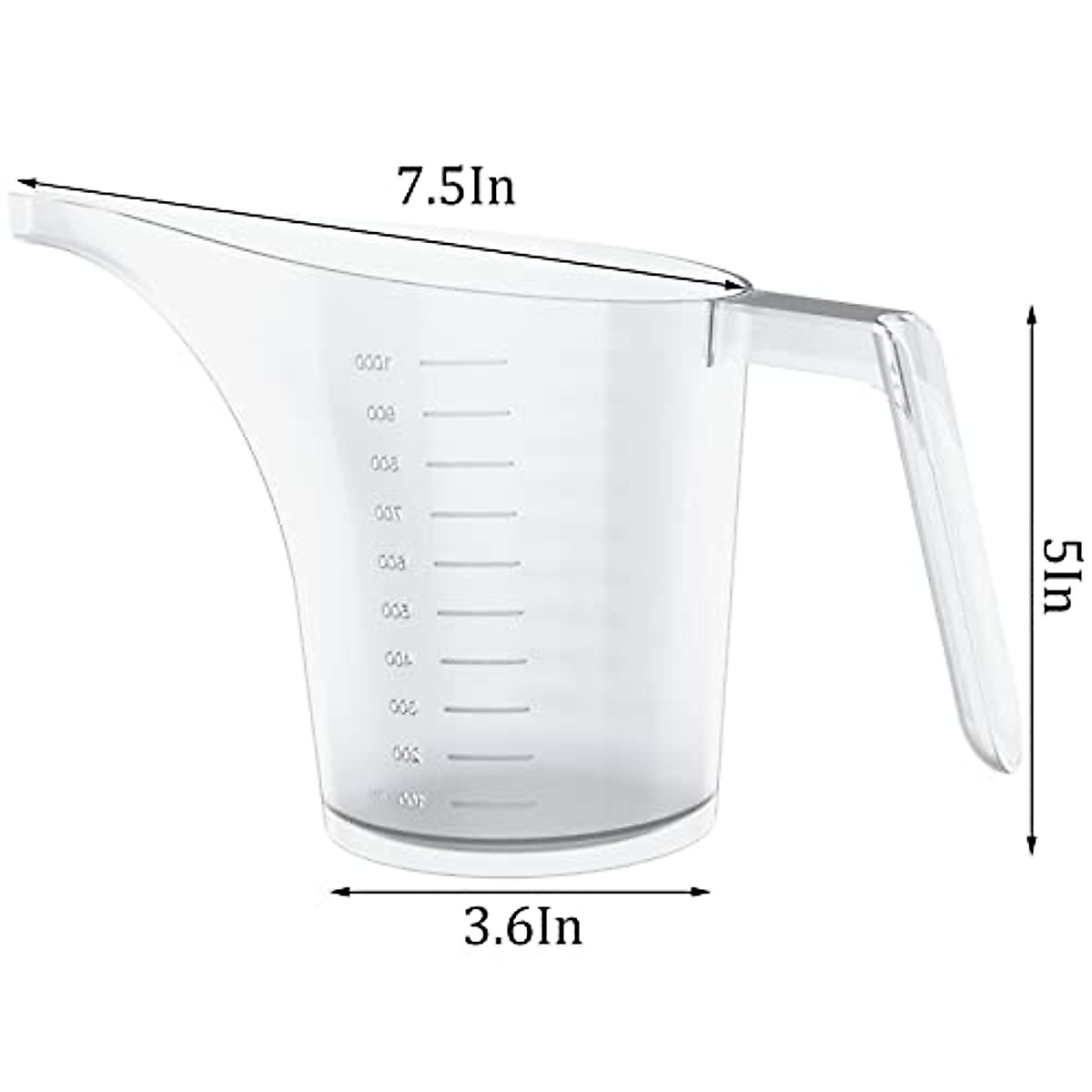 WUWEOT 12 Pack Measuring Funnel Pitcher, 33OZ Easy Pour Measuring Cup with Long Spout for Soap Cakes Making, Filling Muffin Pans, Bakeware Molds, Oils, Fluids (1000ml)