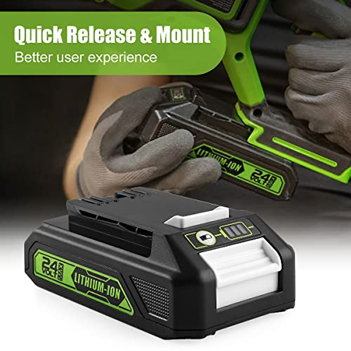 energup 2Pack Replacement Greenworks 24V Battery 3.0Ah BAG708 29842 29852 Battery Compatible with 20352 22232 2508302 24-Volt Greenworks Lithium-Ion Battery