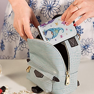 Scandinavian Gnomes St. Patrick's day Green Shamrock Grey Credit Card Coin wallet, RFID Blocking Compact Women Leather Card Holder, Key Change Organizer, Zipper Purse Clutch Pouch Pocket