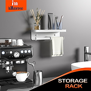 Double Toilet Paper Holder with Shelf, iMonse Paper Towel Holder Wall Mount,Tissue Roll Holder for Bathroom Kitchen RV, Double Tissue Roll Rack with Adhesive & Screw (White)