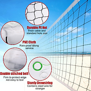 Professional Volleyball Net Outdoor Sand, Grass Volleyball Nets for Backyard, Portable Beach Kids Badminton Net Pro Volleyball Practice Net Set 32X3FT Indoor Volleyball Net for Pool Inground, No Poles