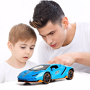 BDTCTK Compatible for 1:32 Lamborghini LP770 Model Car, Zinc Alloy Pull Back Toy Car with Sound and Light for Kids Boy Girl Blue