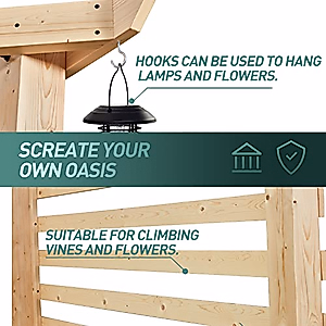 Endark 9x9 FT Solid Wood Pergola with Corner Seating and Table, Outdoor Patio Corner Pergola with Cushioned Sofa for Garden, Backyard, Poolside