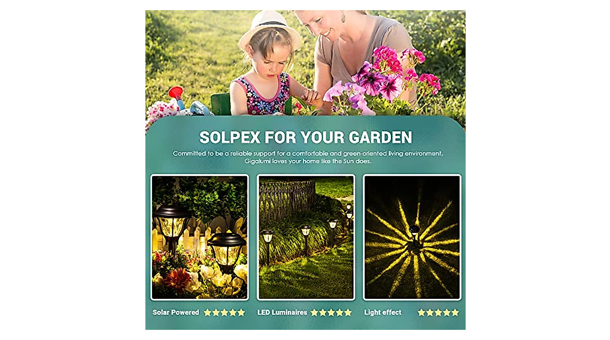 SOLPEX Solar Path Lights 6 Pack - Waterproof Outdoor Garden LED Lighting