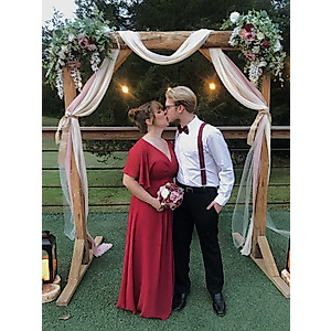 Alizeal Men's Y-Back Adjustable Suspender and Bowtie Set (Dark Purple)