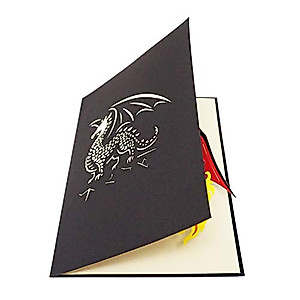 WOWPAPERART Dragon Fire - 3D Pop Up Greeting Card For All Occasions - Birthday, Love, Christmas - Ultimate Card for Dragon Lovers