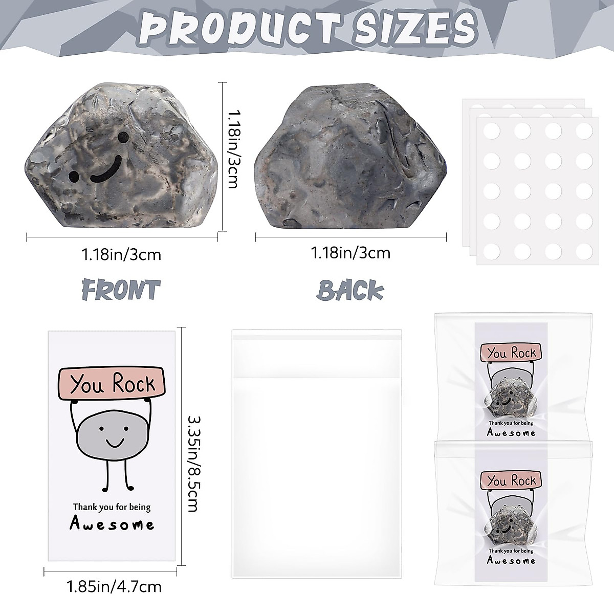 Huwena 30 Sets Inspirational You Rock Gifts Resin Smile Stone with You Rock Card Thank You for Being Awesome Gift Bulk Employee Appreciation Gift Party Favor Gifts for Team Coworker Adult Rock Lover