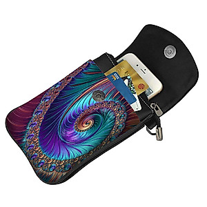 Beabes Abstract Art Crossbody Cell Phone Purse Fractal Shapes Texture Surreal Chaos Magic Artwork DreamWallet Handbag