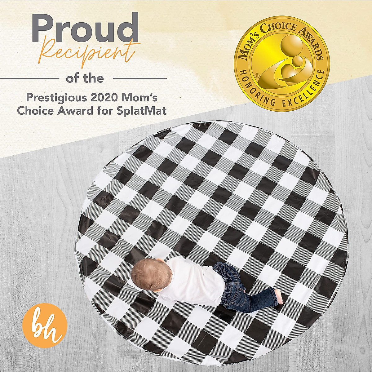 BooginHead SplatMat 52" Extra Large Waterproof Floor Mat for Under High Chair, Marble Swirl