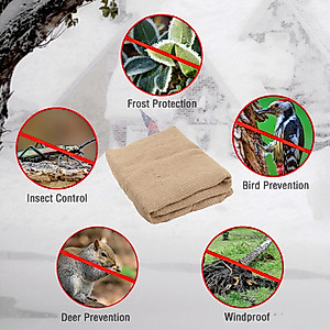 47.2''×70.8'' Plant Cover Drawstring Tree Cover,Burlap Winter Plant Cover Bag,Plant Covers Freeze Protection,Winter Freeze Plant Protection,Reusable Tree Jacket Frost Blanket for Outdoor Plants Potted