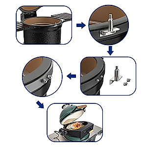 Kenmeister Chef Multipurpose Rotisserie Kit with Pizza Ring, Black Rotisserie/Pizza Oven Grill Accessory Compatible with Kamado Joe Classic/Pit Boss 22 Ceramic Grills