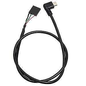BAIRONG 90 Degree Right Angle Micro USB Male to 5 Pin Motherboard Female Adapter Extended Cable 50CM, Black