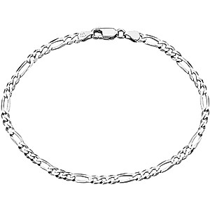 Savlano 925 Sterling Silver Solid Italian Figaro, Rope,Herringbone, Curb, Ball Bead, Snake, Mariner Chain Anklet for Women, Comes in 0.8mm - 5mm With Gift Box (9, Figaro 3.5mm)