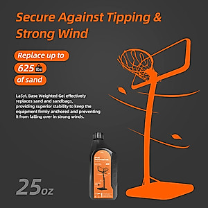 LaSyL Base Weighted Gel (25/50 Ounces) - Sand & Sandbag Replacement for Anchoring Portable Basketball Hoops, Outdoor Umbrellas and Volleyball Nets - More Effective Than Water Alone