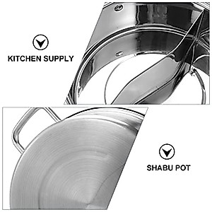 DEPILA Home Sided Plate Electric S Practical Ramen Cooker Yang Size Stick Stainless Base Cooker: Gas Two-Flavor Soup Cookware Stove Steel Dual Holder Double Two- Basin Duck Woks