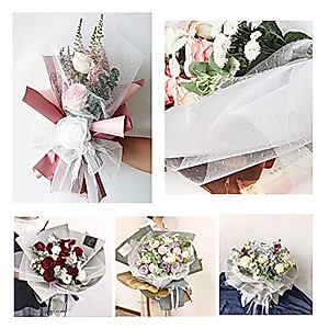 HAOZAIKEJI Wedding Flower Wrapping Paper, Tulle Floral Bouquet Wrappers Dot Mesh Wrap Material Translucent Gift Package Paper Florist Packaging Supplies for Birthday Holiday Graduation Bouquet