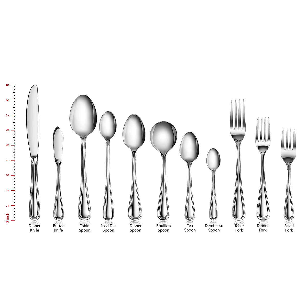 New Star Foodservice 58871 Slimline Pattern, 18/0 Stainless Steel, 60-Piece Flatware Set