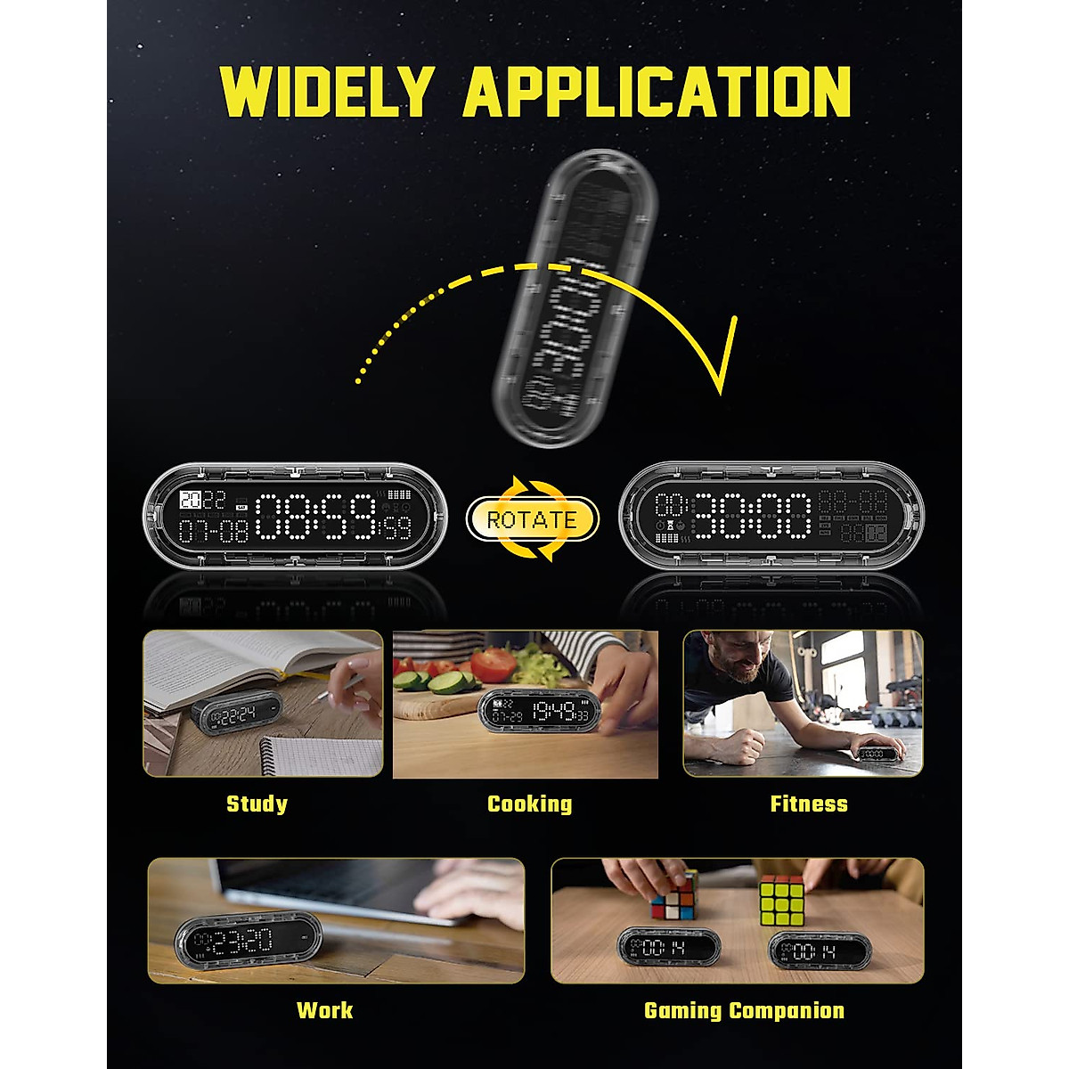 sharge 4 in 1 Multifunctional Timer: Digital Clock/Digital Timer/Countdown Timer/Pomodoro Timer, 5000mAh Portable Charger Included, 20W USB Fast Charging（Includes Capsule Portal, by Shargeek）