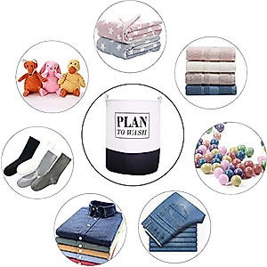 CAM2 Laundry Baskets 22"×16" Collapsible Waterproof Cotton Linen Foldable Laundry Hampers Storage Bin Organizer Baskets with Handles for Clothes, Toy, Nursery（Plan+Deer）