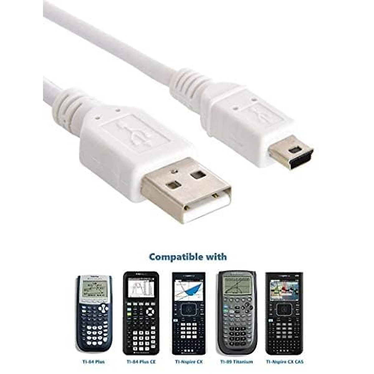 6FT Long USB Power Charger Cable for Texas Instruments ti-84 Plus CE Graphing Calculator/TI-84 Plus Graphing Calculator Charger (White)
