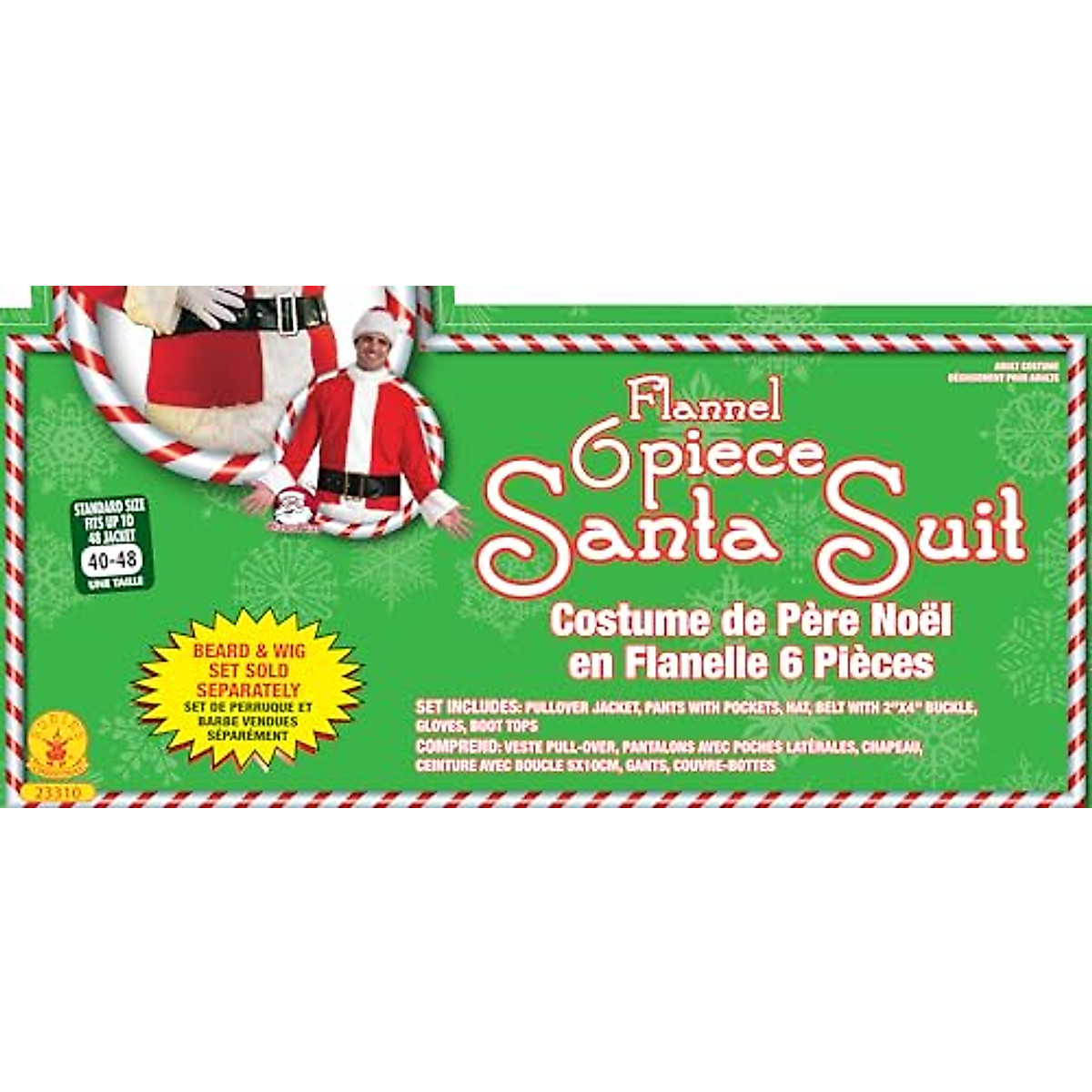 Rubie's Adult Bright Red Flannel Santa Suit With Gloves Adult Sized Costumes, Red/White, XX-Large US