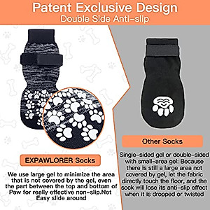 EXPAWLORER Double Side Anti-Slip Dog Socks with Adjustable Straps - Strong Grips Traction Control for Indoor on Hardwood Floor Wear, Best Paw Protector for Puppy Small Medium Large Dogs